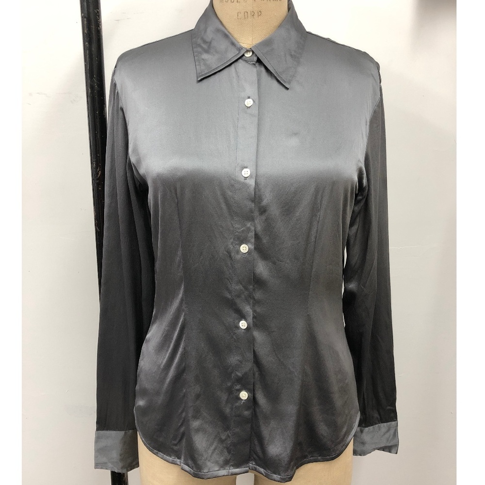 Stretch Silk Button Up - Gem
